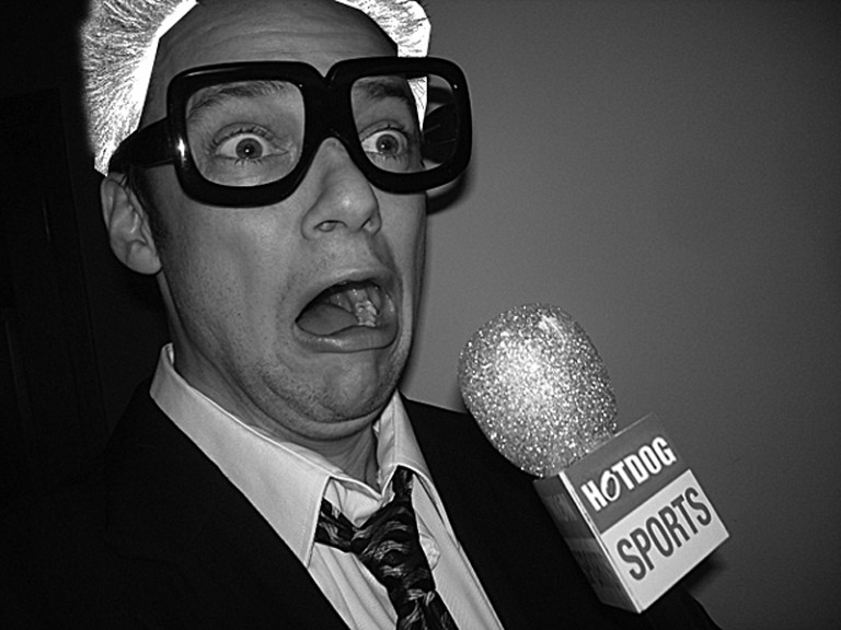 Harry Caray Costume - Glasses - Mic - Tie - Holy Cow! Cubs Win!